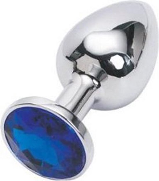 Metalen Buttplug Met Blauw Kristal