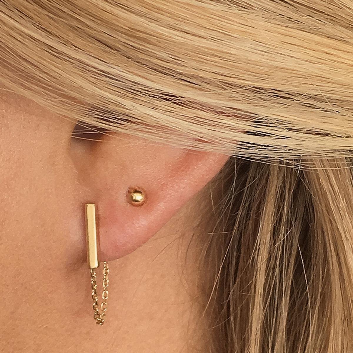 Oorknopjes staafje met ketting 585 | bol.com