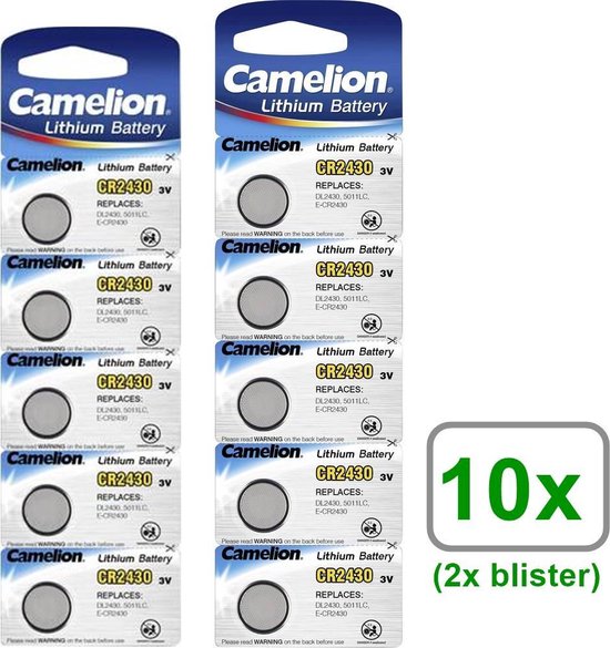 10 Stuks (2 blisters a 5st) - Camelion CR2430 lithium knoopcel batterij | bol.com