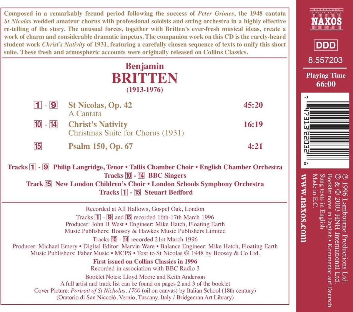 Brittenst Nicholas, Steuart Bedford | CD (album) | Muziek | bol.com