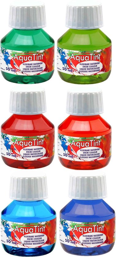 Aqua Tint - Aquarel Verf – 6 Kleuren – 6 x 50ml - Gebruiksklaar | bol.com