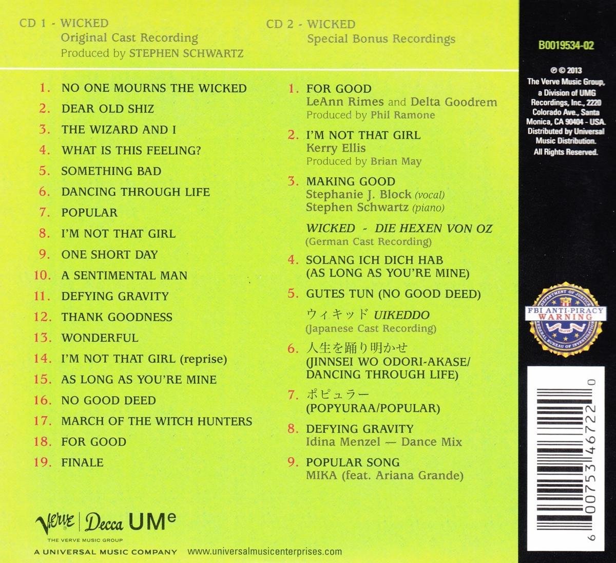 Wicked, Musical Cast Recording | CD (album) | Muziek | bol.com