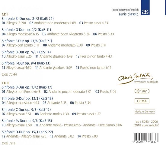 Carl Philipp Stamitz, 10 Symphonies, Ensemble Amadeus | CD (album ...