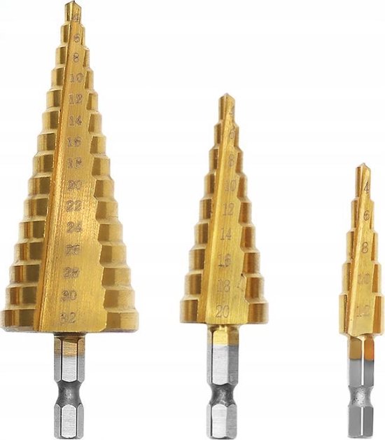 HSS Stappenboor Set - Trapboor Stappenboren - Getrapte Conische ...