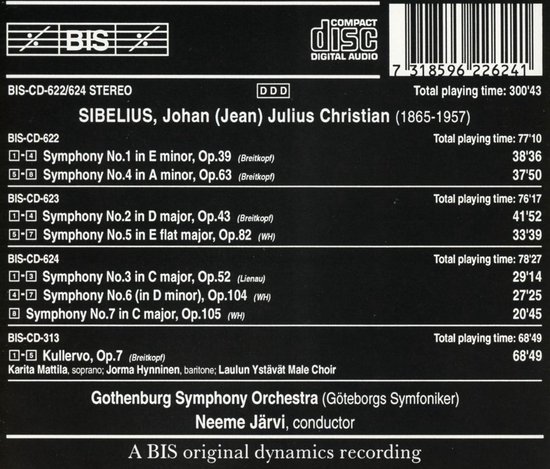 Gothenburg Symphony Orchestra - Sibelius: Symphonies-Box (4 CD), Neeme J??Rvi | CD... | bol.com