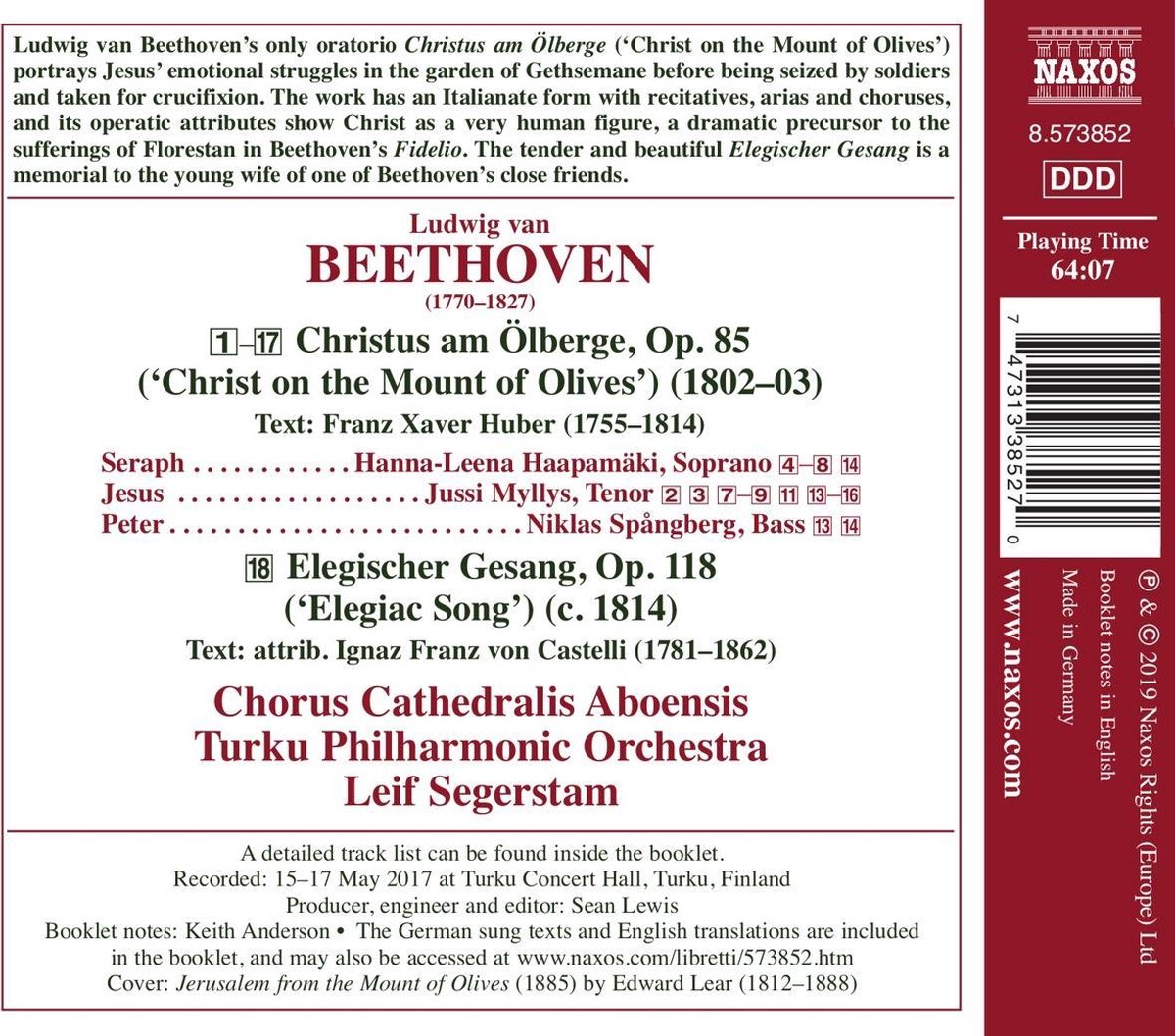 Ludwig Van Beethoven: Christas Am Olberge. Elegischer Gesang, Niklas ...