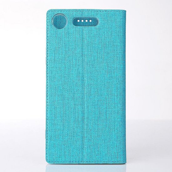 Hoesje Voor Sony Xperia Xz1 Compact Canvas Bookcase Blauw