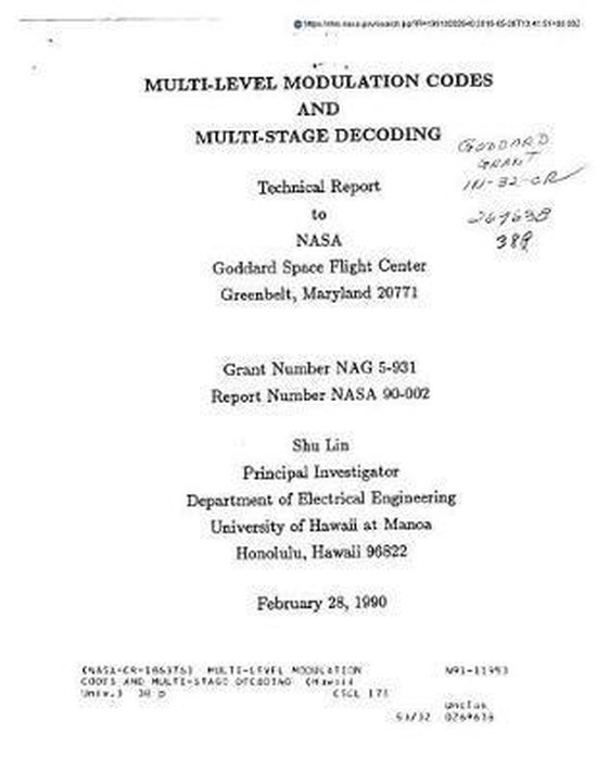 Multi Level Modulation Codes And Multi Stage Decoding National Aeronautics And Space 5278