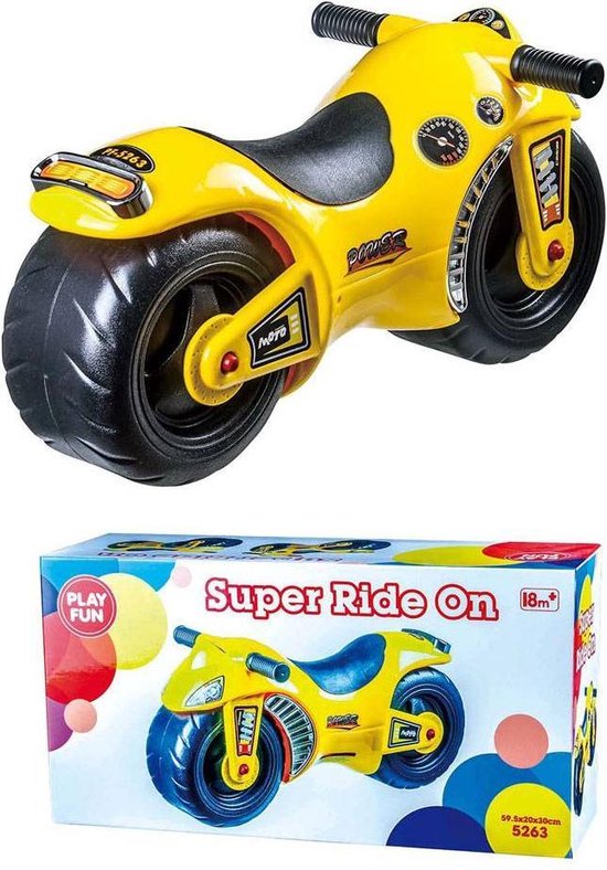 Playfun Loopfiets Motor Junior 60 Cm Geel | bol.com