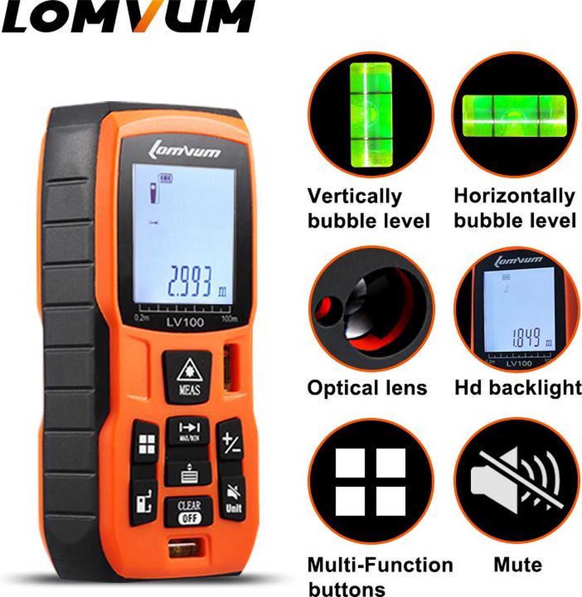 Laser afstandmeter - waterpas - Meet tot 50 meter | bol.com
