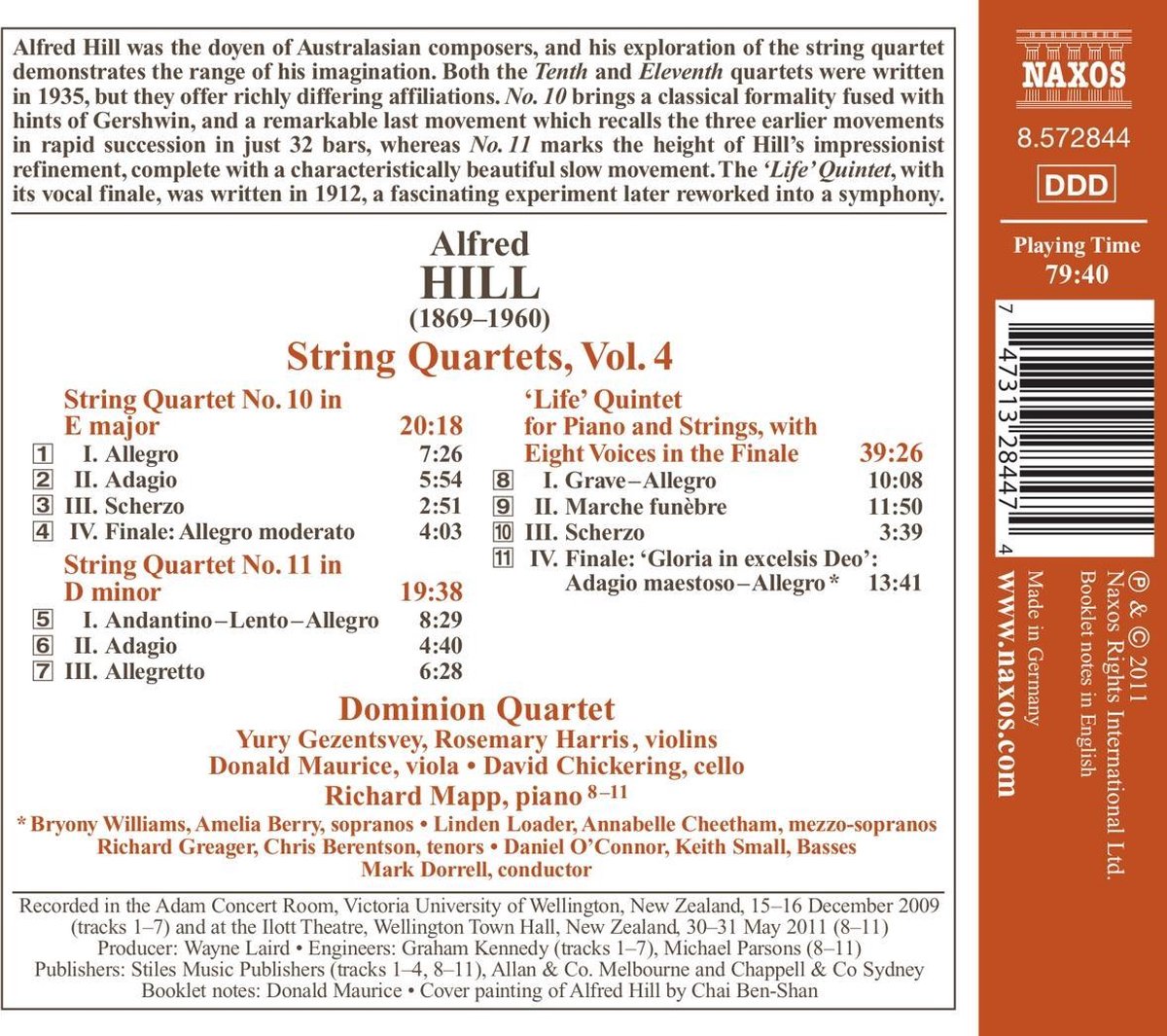 Richard Mapp - Alfred Hill String Quartets, Vol 4 (CD), Richard Mapp ...