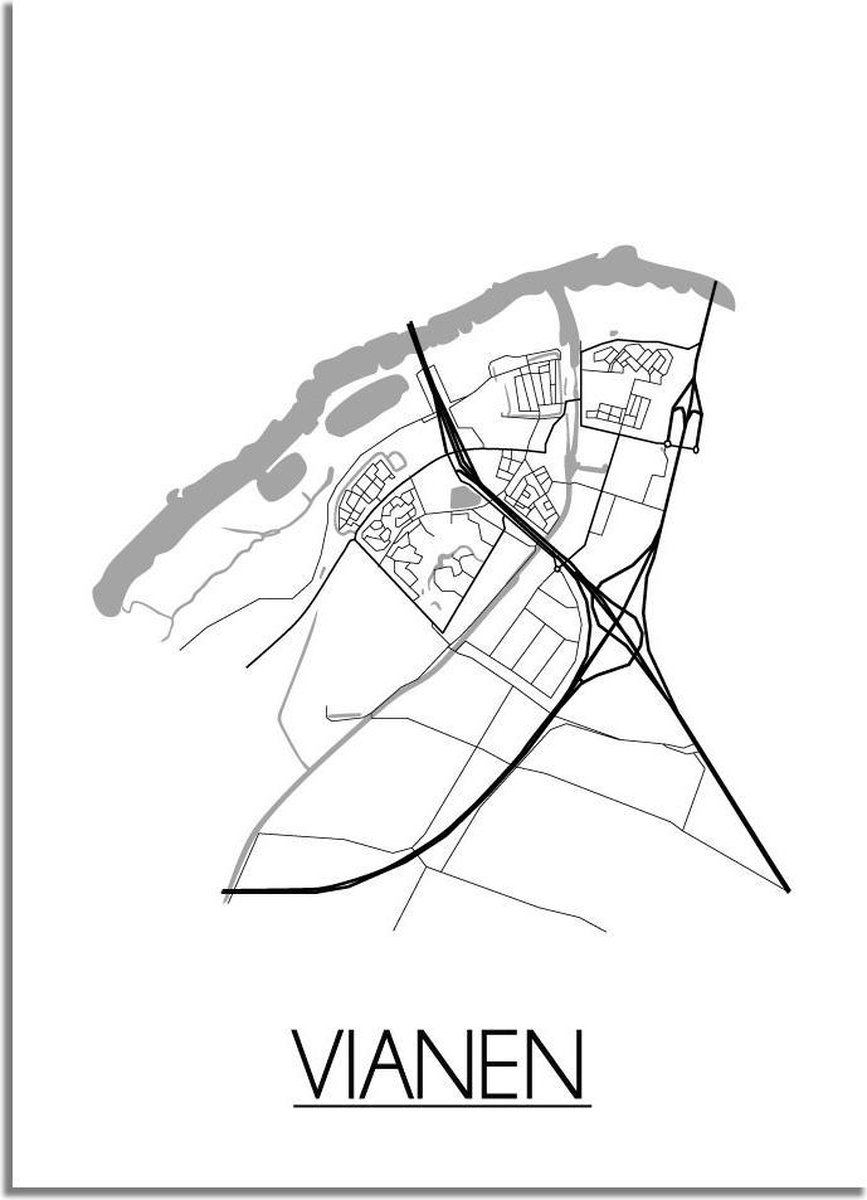 DesignClaud Vianen Plattegrond poster - A2 + fotolijst wit (42x59,4cm ...