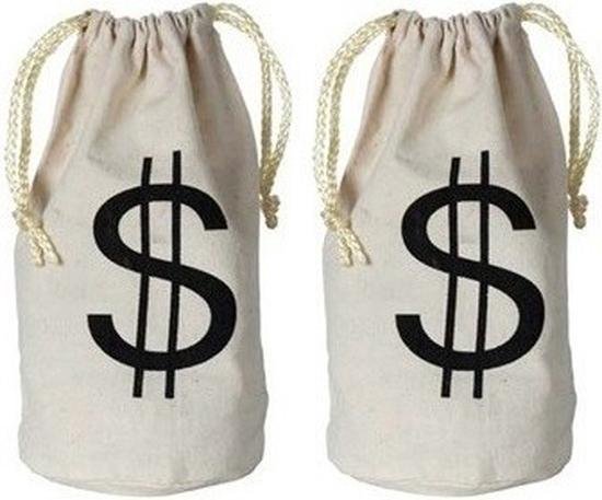 2x Geldzakken met dollar teken 16 x 23 cm - Boef/dief ...