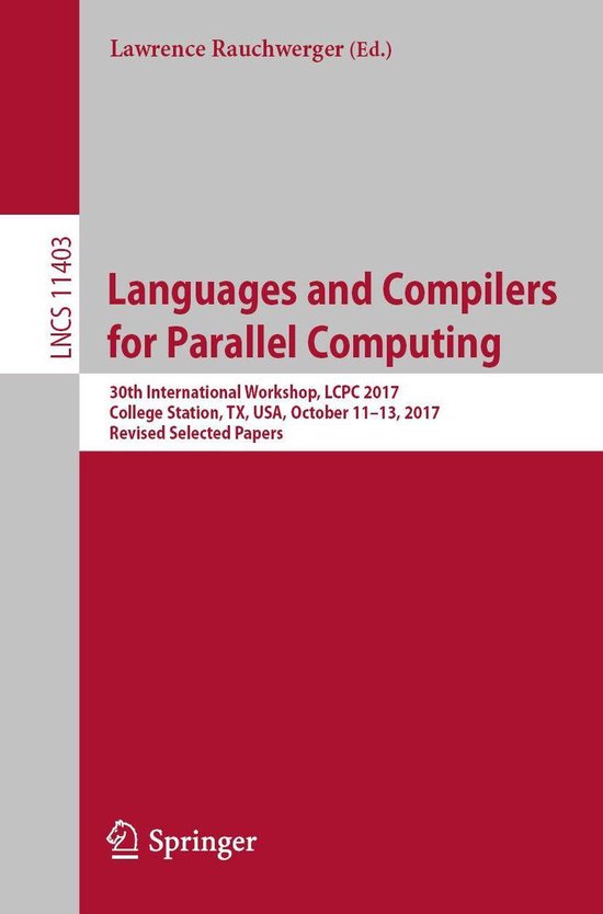 Lecture Notes In Computer Science 11403 Languages And Compilers For Parallel