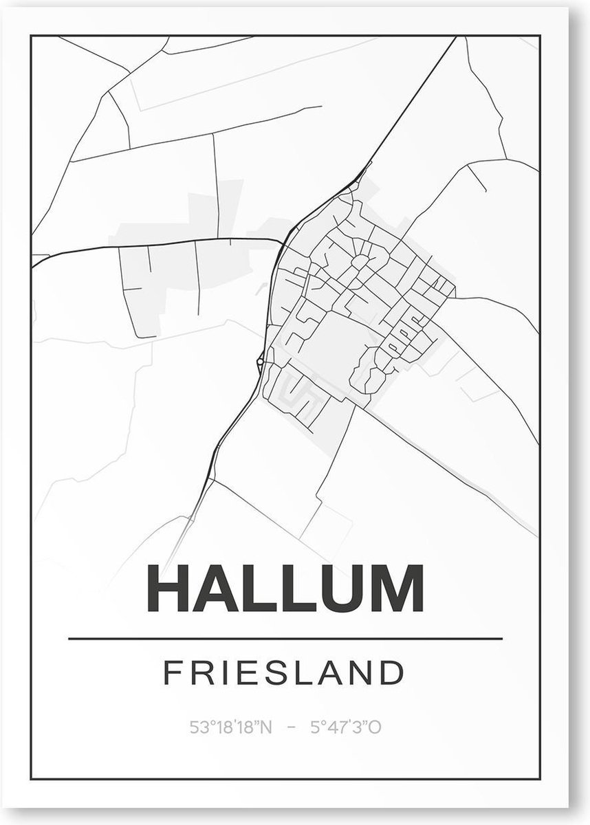 Poster/plattegrond HALLUM - 30x40cm | bol.com