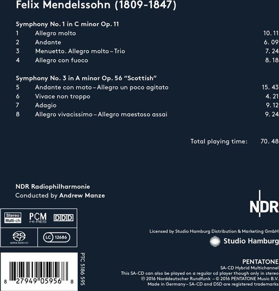 Andrew Manze, NDR Radiophilharmonie Hannover - Mendelssohn: Symphonies Nos. 1 & 3... | bol