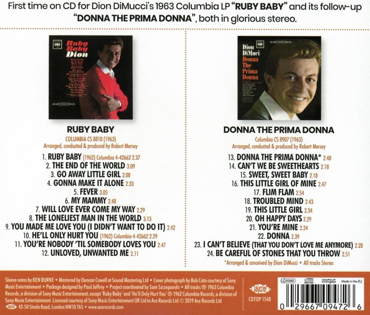 Ruby Baby / Donna The Prima Donna, Dion Dimucci | CD (album) | Muziek | bol