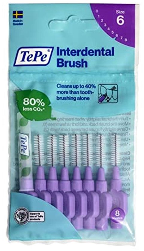 Interdental Brushes 8 Pieces 1.1mm Purple - Dental Care Essentials | bol