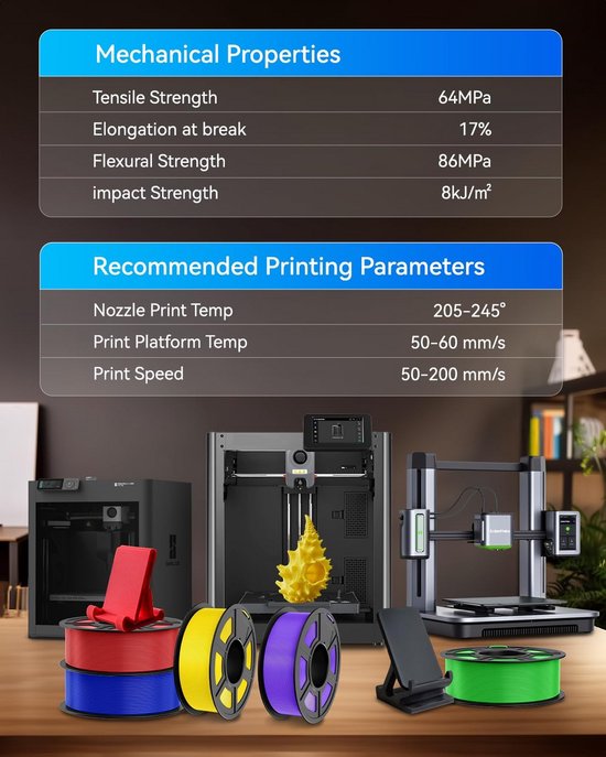 PLA+ Filament 1.75mm - Sterk 3D Printer Materiaal, Nauwkeurigheid +/- 0 ...
