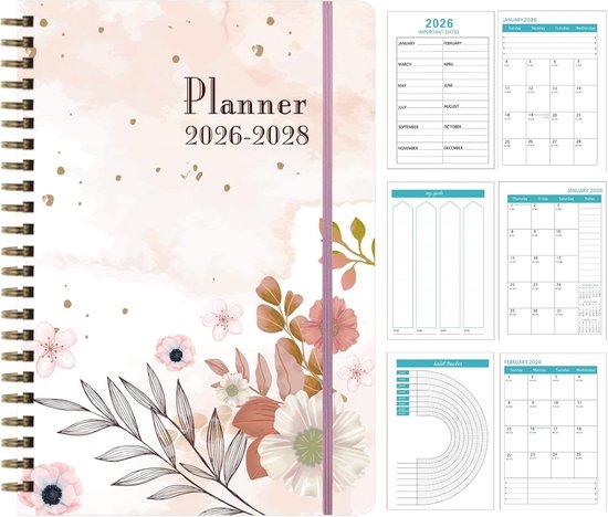 3-jarige maandplanner 2026-2027-2028 - spiraalgebonden agenda en ...