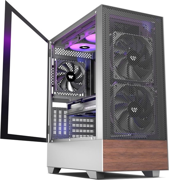 ATX Mid Tower PC Behuizing Zwart met Gehard Glas Paneel en 3 ...