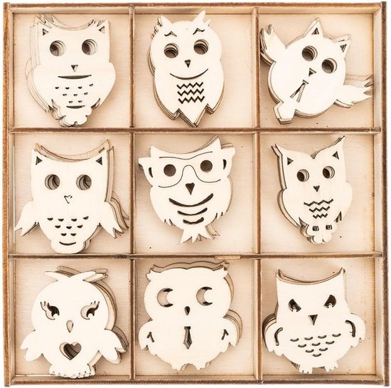 Houten Uil Mozaïek Decoratie Set met Geschenkdoos - 63 Stuks | bol