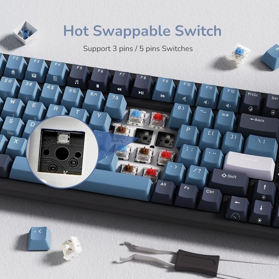 Mechanisch Gaming Toetsenbord 98% QWERTZ Duits Layout Hot Swappable ...