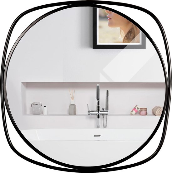 Ronde Wandspiegel met Zwarte Metalen Frame - 48cm - Decoratieve ...