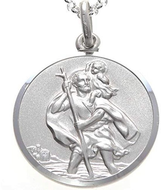 Pendentif Heilige Christoffel en Argent Sterling Chaîne avec Collier ...