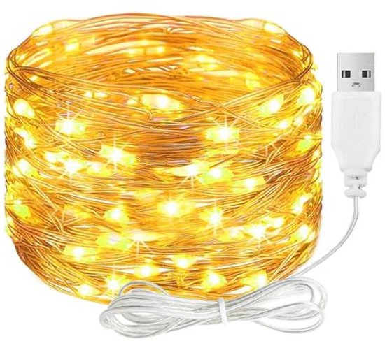 Led-lichtsnoer met USB, 2 m, 20 leds, koperdraad, waterdicht voor ...