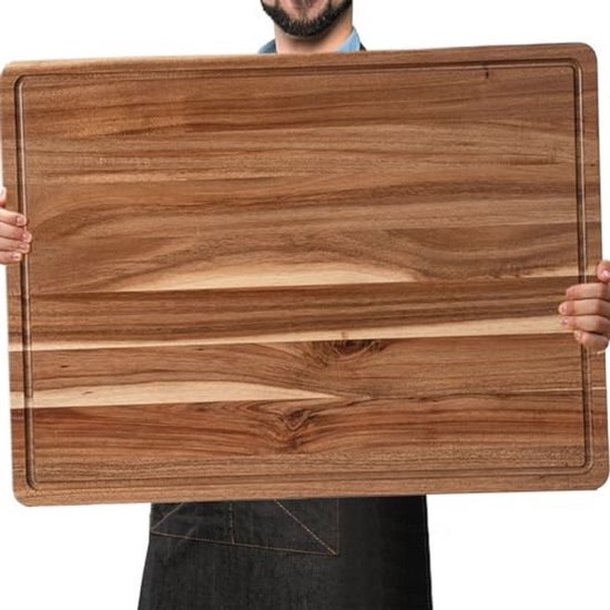 Extra grote houten snijplank 60x45 cm met sapgroef en 3 cm dikte voor ...