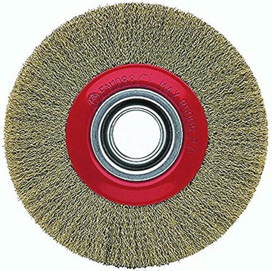 Ronde industriële borstel met gegolfd messing staaldraad - 20 cm | bol