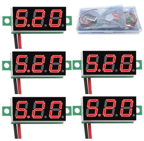 Mini Voltmètre Numérique 5 Pièces - 0,28 Pouce, 2,4 V-30 V avec ...