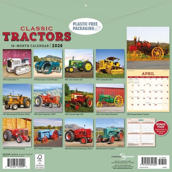 Classic Tractors Kalender 2026, CAROUSEL CALENDARS | 9781529851809 ...