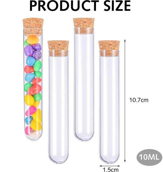 Pack van 25 Transparante Plastic Proefbuisjes met Kurk voor DIY ...