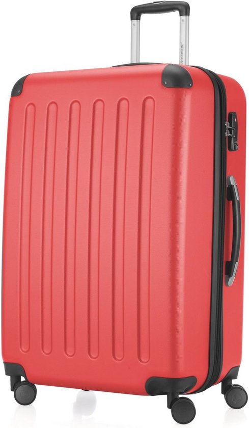 Grote Hard Shell Koffer met 4 Dubbele Wielen in Rood | bol