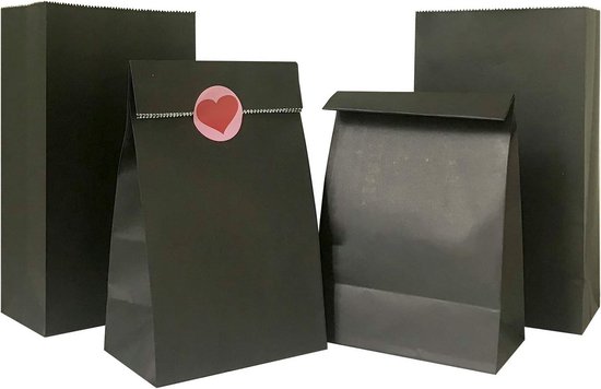 24 Stuks Zwarte Papieren Feestzakjes voor Bedankjes en Traktaties | bol