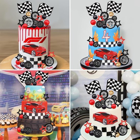 Cake Decoration Car - 27 Pieces - Red Racing Car Cake Topper - Birthday ...