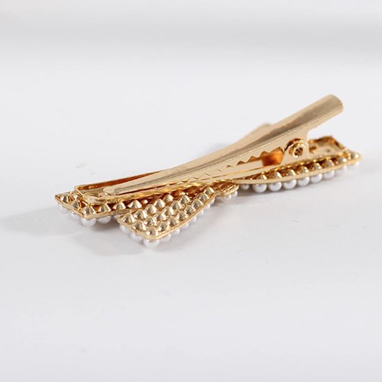 Elegante Haarspeld met Parels en Strik - Gouden Vintage Klem voor Dames ...
