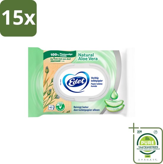 15 x Edet – Vochtig Toiletpapier – Aloe Vera - Grootverpakking ...