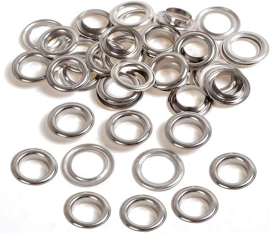 Set van 100 Zilveren Oogjes (14 mm) met Sluitringen voor Kleding en ...