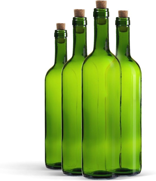 Glazen fles 750 ml - Bordeaux - 32 Stuks - Wijnfles met Kurk ...