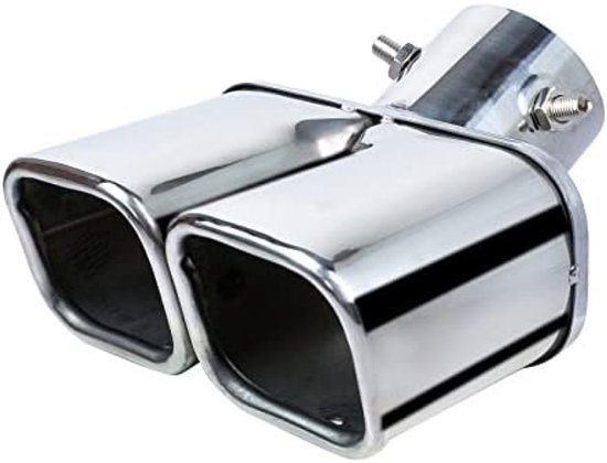 ST TRADING Dubbele Uitlaatpunt Vierkante Mond - Roestvrij Stalen Auto ...