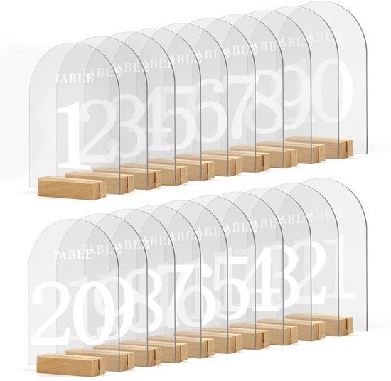 20pcs Acrylic Wedding Table Numbers with Stands, Acrylic Arch Table ...