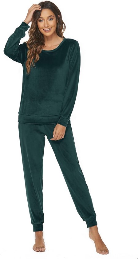 Dames Velours Trainingspak Joggingpak Winter Ronde Hals Pullover en ...