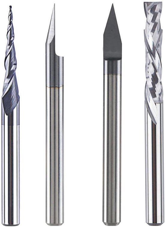4-delige Freesset 1/8 inch (3.175mm) Volledig Wolfraamcarbide CNC Frees ...