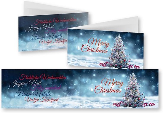Nostalgische Kerstkaarten Set met Enveloppen - Panoramisch Kerstmotief ...