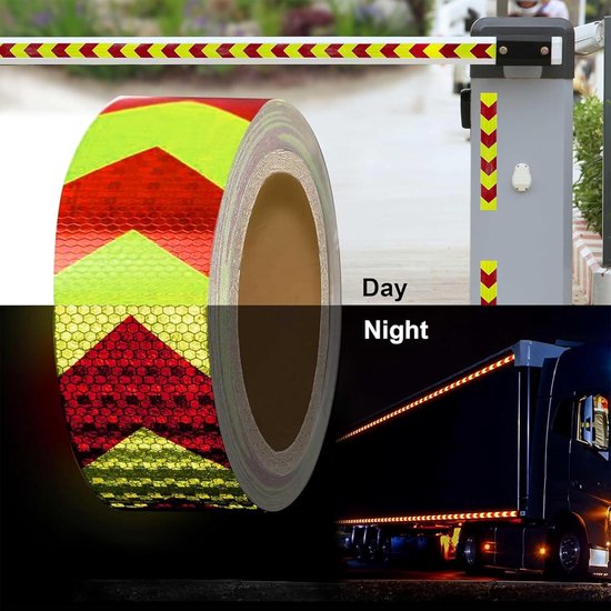 Reflector Tape Self Adhesive 10m x 5cm Red Yellow Self Adhesive Warning ...