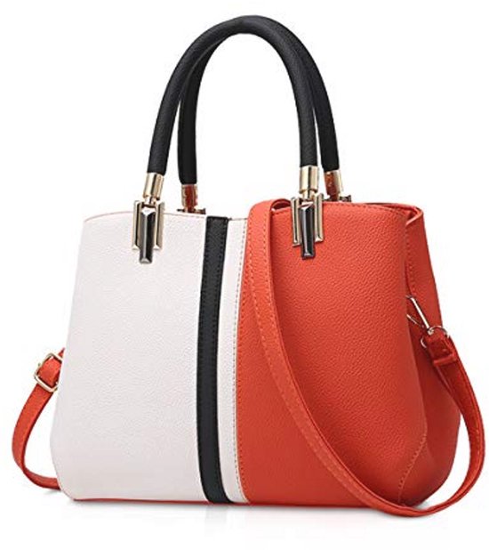 Gestreepte dames handtas met elegante stijl en rits | bol