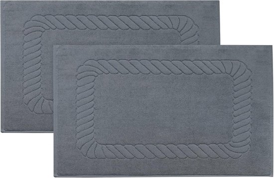 Set van 2 luxe badmatten - 100% katoen, 50x70 cm - Grijze badmatten ...